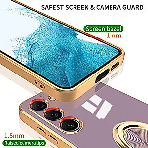 Dinick Compatible for Samsung Galaxy S23 Case with Ring Holder Kickstand [with Magnetic] Soft TPU Shockproof Electroplated Protective Phone Case for Galaxy S23 5G Purple