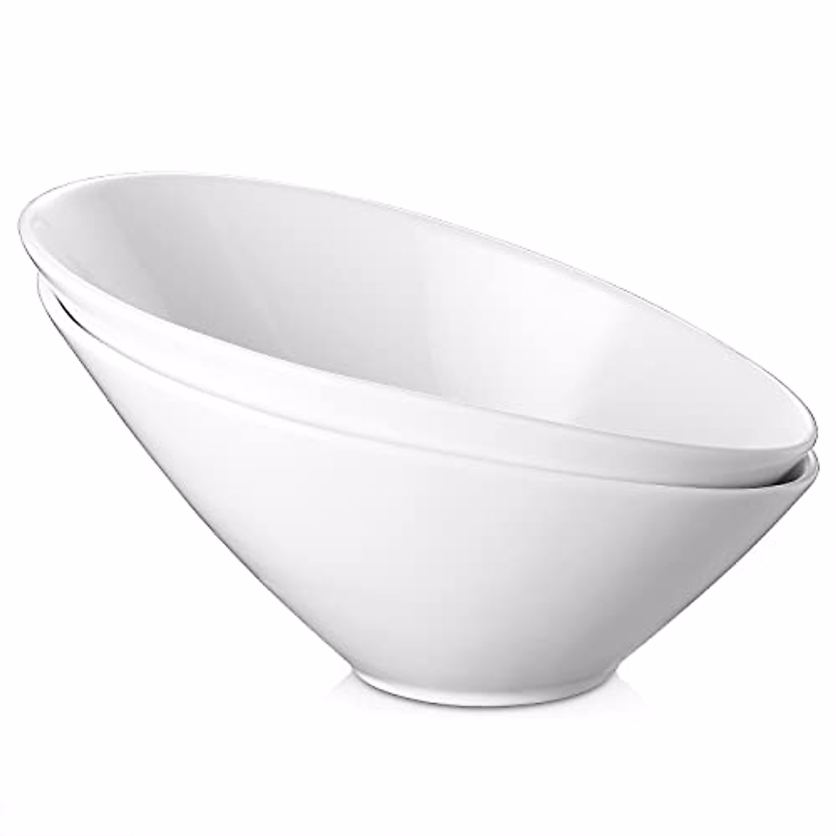 DOWAN 26 OZ Salad Bowls 2 Packs - 9.5" Large Serving Bowls - Angled Bowls for Salad, Pasta, Fruit, Macaroni, Taco, Sauces - Slanted Curve Bowls for Restaurant, Party, Daily Use, Wedding, Anniversary