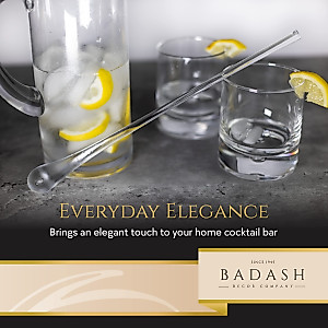 Badash Glass Cocktail Stirrer - 12" Long Mouth-Blown Lead-Free Glass Stir Rod - Bar Cocktail Shaker Spoon - Cocktail Stirrer for Drinks