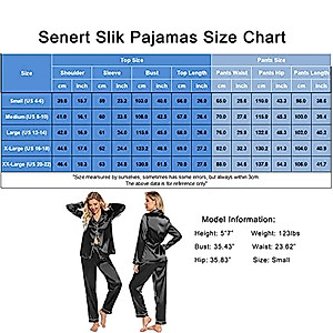 Senert Women's Long Sleeve Sleepwear Button Down Satin 2 Piece Pajama Set White,Medium