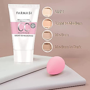 FARMASi CC Color Control Cream, Natural and Flawless Finish, Enriched Formula with Multimineral & Spf 25+, All-Day Hold, All Skin Types, 1.7 fl. oz, Light to Mediuum