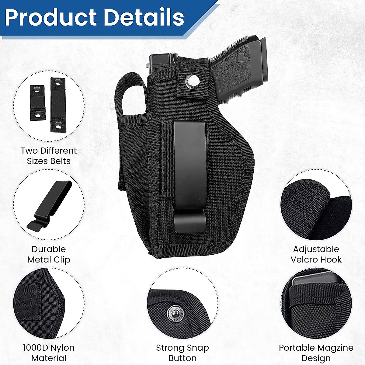 High Tactical Gun Holster for Men and Women IWB/OWB + Mag, Subcompact, Compact, Full Size Gun Right/Left Hand Glock 17 Holster, Glock 19 Holster, Glock 19 Accessories, Gun Holsters for Pistols 9mm