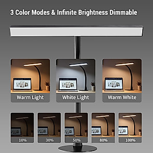 CELYST LED Desk Lamp, 10W Architect Desk Light with Flexible Gooseneck for Home Office, 3 Color Modes & 30 Brightness Levels Reading Lamp, Bright Tall Task Light for Piano, Computer, Table, Black