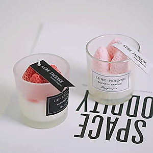 Scented Candle Strawberry Shape,120G Aroma Decorative Candle Gift in Glass Jar 12 Hours,Handmade Soy Wax Candle for Table Photo Prop Birthday,Prefect for Meditation Stress Relief Mood Boosting Bath