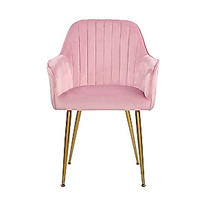 thksbought Set of 2 Velvet Dinning Chairs, Upholstered Accent Chairs with Gold Plating Legs for Living Room Chairs(Pink)