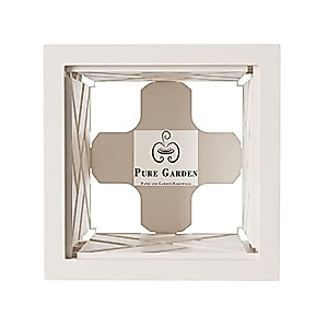 Lattice Design Planter Box – 14.75-Inch-Square Decorative Outdoor Flower or Plant Pot – Front Porch, Patio, and Garden Decor by Pure Garden (White)