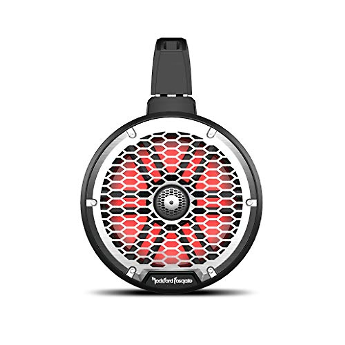 Rockford Fosgate M2WL-8B Color Optix Multicolor LED Lighted 8" 2-Way Marine Wake Tower Cans & Speakers 250 Watts RMS / 1000 Watts Peak with Stainless & Sport Grilles, Mounting Hardware - Black (Pair)