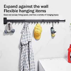 BOQORAD Clothes Drying Rack,Drying Rack Clothing,Luandry Drying Rack,Clothes Hanger Rack,Wall Mounted Luandry Rack,Folding Retractable,Frosted Stone Black Classic,ms-01