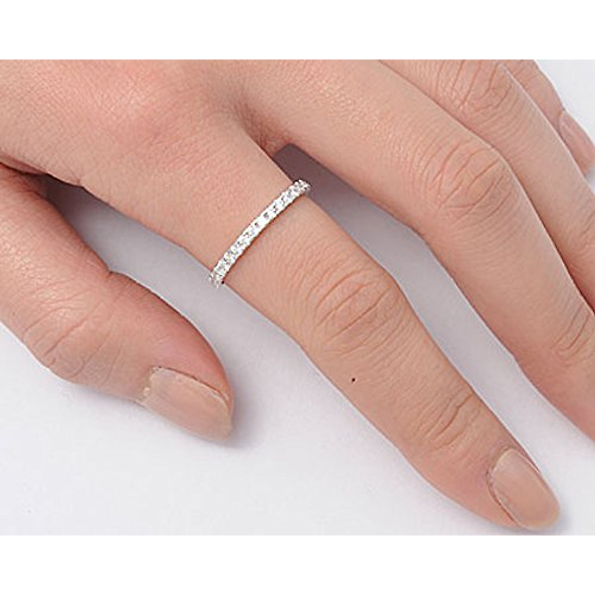 Oxford Diamond Co New Round Cubic Zirconia Eternity Style Band .925 Sterling Silver Ring Size 6