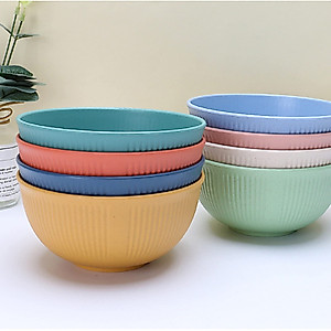 ATRDTO Set of 8,22 OZ Cereal Bowls, Unbreakable Wheat Straw Bowls, Microwave and Dishwasher Safe Reusable Bowls Set, for Ramen, Soup, Salad and more (22oz)