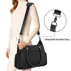 Teamoy Breast Pump Bag, Leather Straps Pump Bag Tote with Laptop Sleeve for Working Moms- Fits Most Brands Breast Pumps and Cooler Bag, Black (PU Handle)