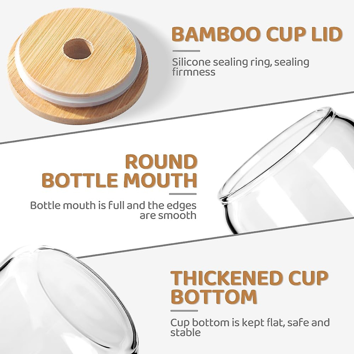 La Llareta 4 Pcs Drinking Glass with Lids and Straw, 540ml Iced Coffee Cups, Shaped Beer Glasses Cups, with 2 Straw Brushes, for Cola, Smoothies, Cocktails, Soda