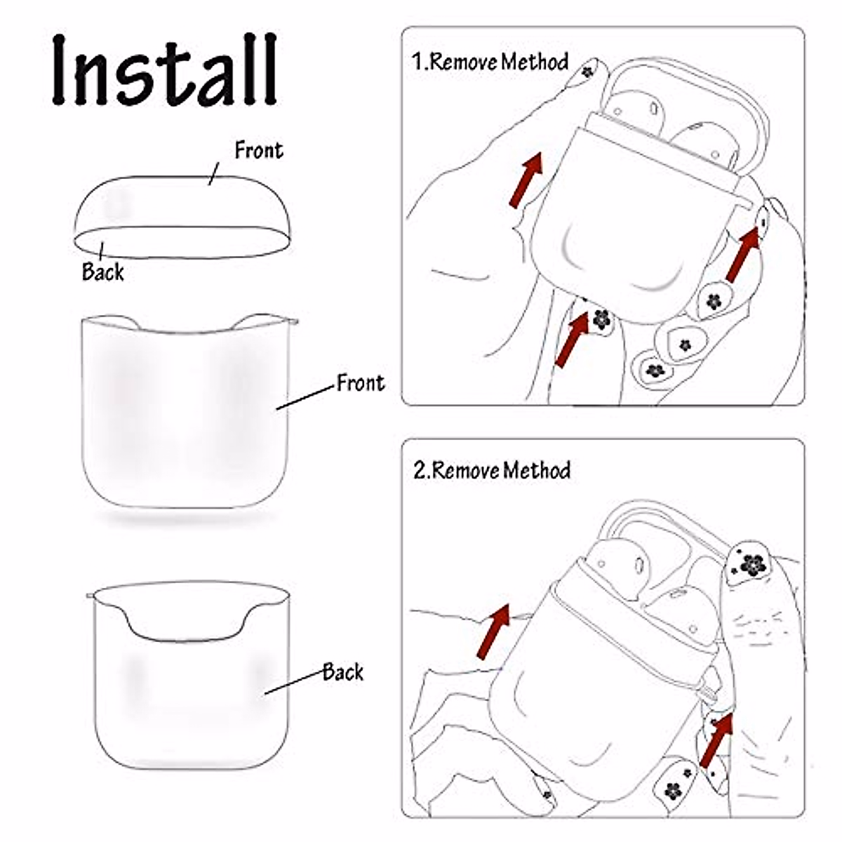 Airpods Case - LitoDream Rose Flower Protective Hard Case Cover Skin Portable & Shockproof Women Girls with Keychain for Apple Airpods 2/1 Charging Case (Rose Flower)