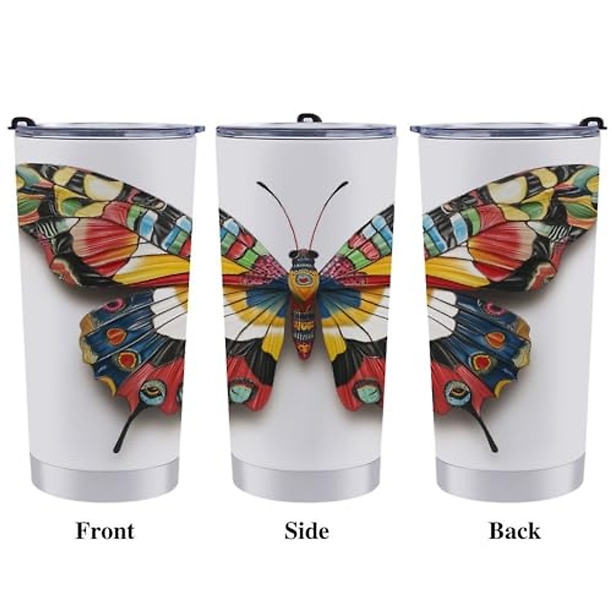 zxxpensy 20 Oz Tumbler Travel Cup Colorful Butterfly Water Bottle, Stainless Steel Vacuum Insulated Coffee Mug with Straw Lid And Cleaning Brush