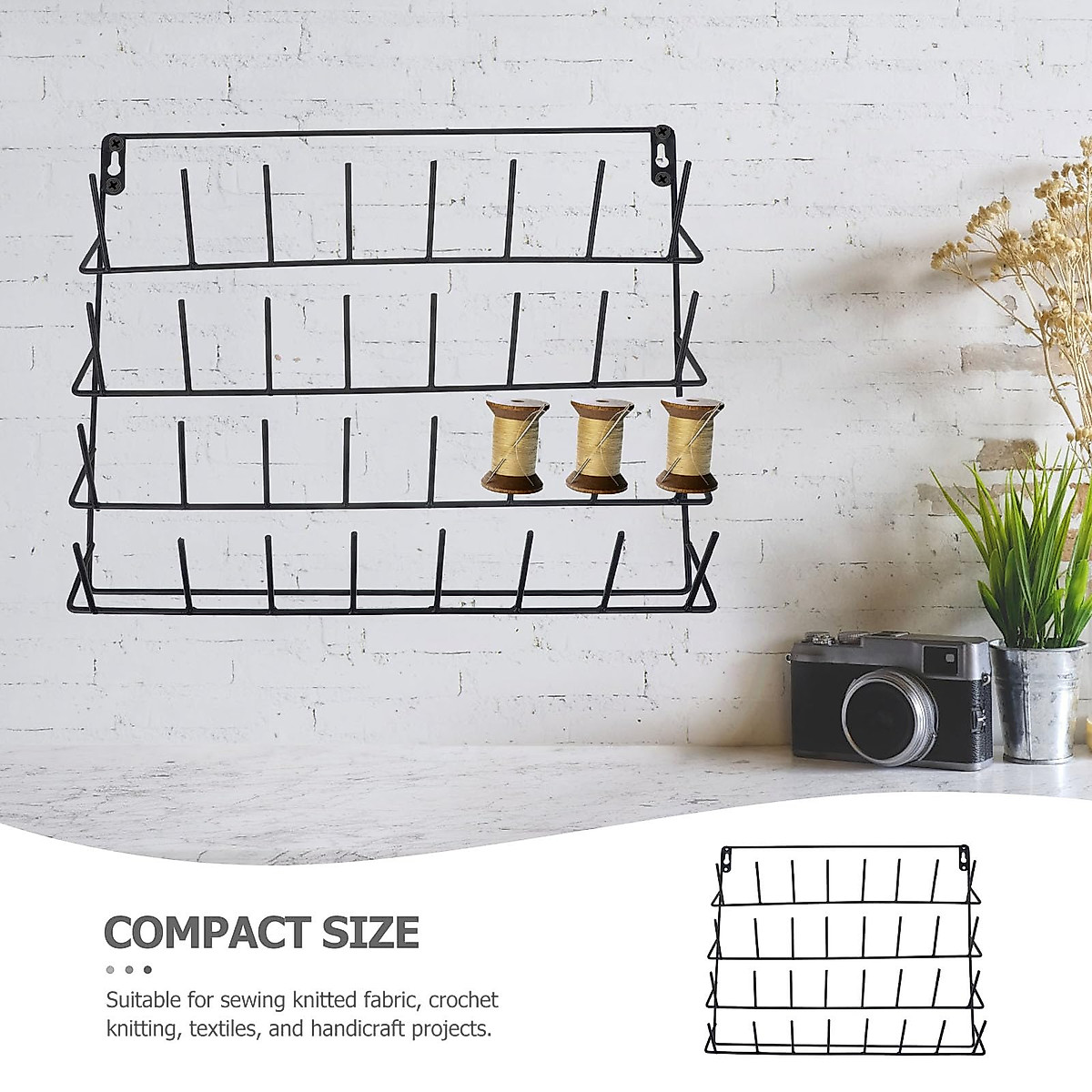 DIYEAH 32 Axis Frame Serger Room Thread Organizer Wall- Mounted Thread Holder Cone Thread Rack Metal Sewing Organizer Hair Braiding Accessories Thread Supplies Wire Rack Embroidered Iron