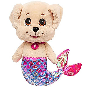 Barbie Dreamtopia Mer Puppy Plush Honey, Soft Stuffed Animal with Floating Glitter Mermaid Tail