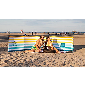 BEACH FENCE Premium 20 ft Beach Windscreen, Privacy Screen, Wind Blocker - Tahitian Sunset, Free Rubber Mallet and Carry Bag Included