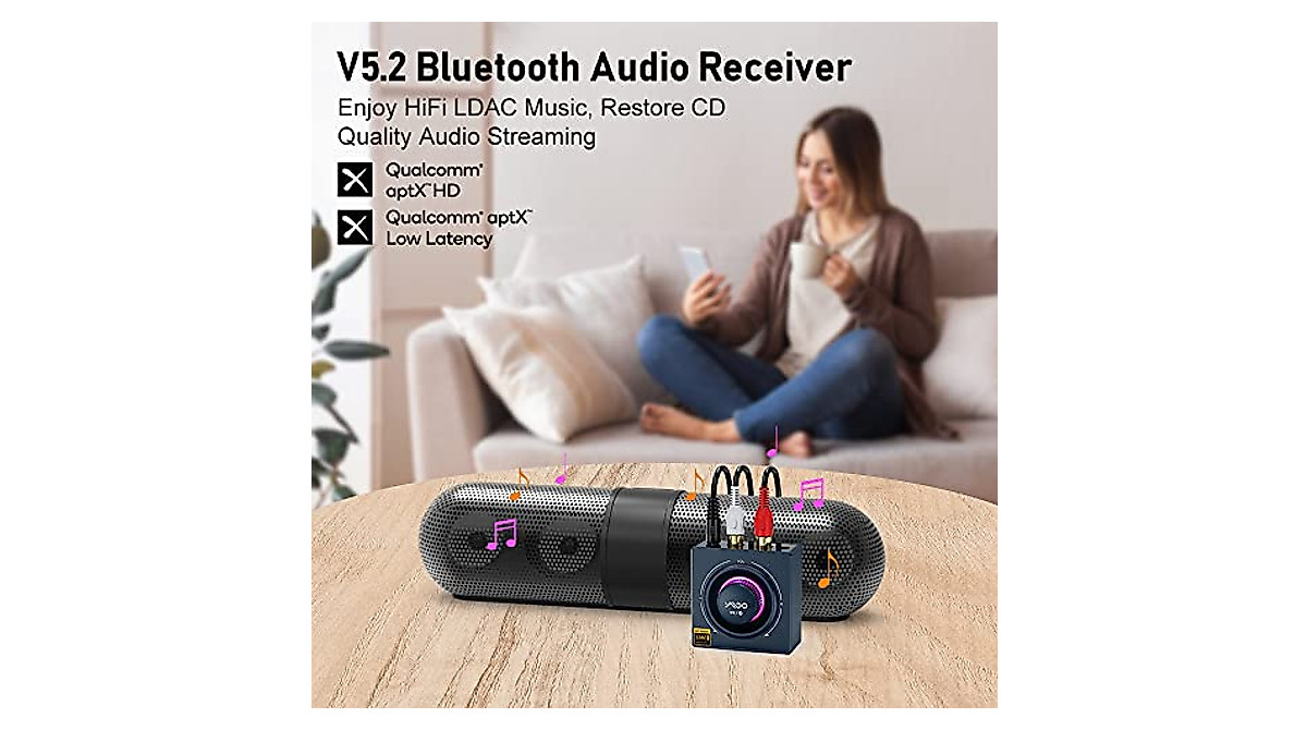YMOO B06T3+ Bluetooth 5.2 Receiver for HiFi Audio & Low Latency Wireless
