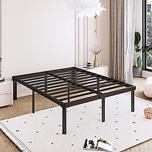 FDLOGW King Bed Frame, 16 Inch Metal Platform King Size Bed Frames with Round-Corner Leg, Heavy Duty Steel Slat Mattress Foundation, Easy Assembly, Noise-Free, No Box Spring Needed