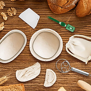 Bread Proofing Basket, Sourdough Bread Baking Supplies and Tools Sourdough Proofing Basket Set of 5.1 Inch Round and 9.8 Inch Oval Bread Making Kit of Bread