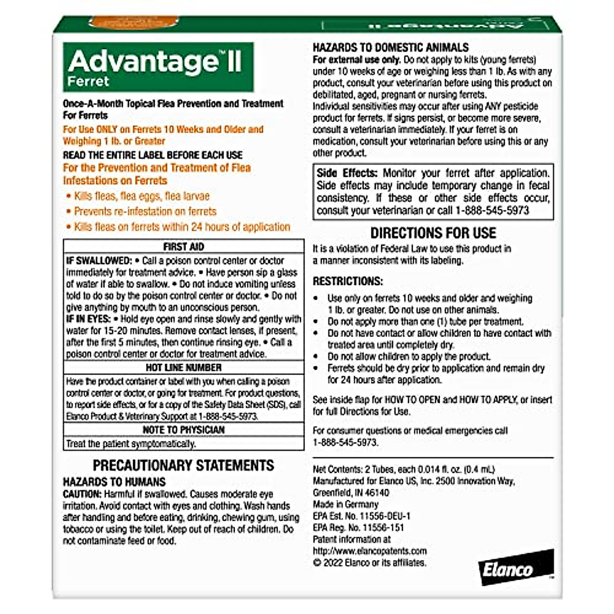 Advantage II Ferret Vet-Recommended Flea Treatment & Prevention | Ferret 1+ lbs. | 2-Month Supply