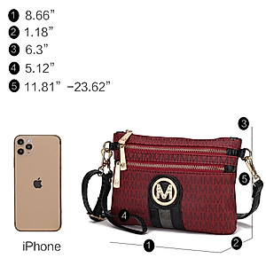 MKF 2 in 1 Crossbody Bags for Women, Wristlet Purse - Ladys Small PU Leather Messenger Handbag - Adjustable Strap Grey