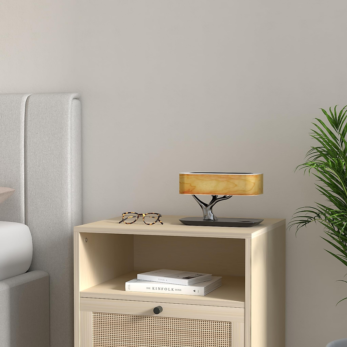 Masdio Bedside Lamp Light of Tree Pro Desk Lamp with 10W Fast Wireless Charger and Bluetooth Speaker, Touch Lamp for Bedroom
