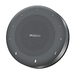 Anyjoinn Bluetooth Speakerphone with 6 Mics, USB Conference Speaker with Enhanced 360° Voice Pickup, Noise Reduction, Portable Speakerphone for Home Office, 3 Kinds of Connection, USB-C Plug and Play