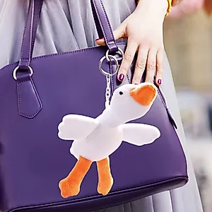 JJLFresheners White Plush Duck Car Keychain, Cotton Filling Stuffed Animal Fluffy Duck Plushie Car Keychain Hanging Charms