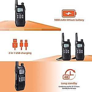 Retevis RT16 Walkie Talkies for Adults, Long Range Rechargeable Two Way Radio, NOAA Weather Alert VOX, 1000mAh Li-ion Battery and Lanyard, for Camping Hiking Outdoor Indoor(4 Pack)