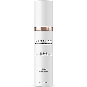 DRMTLGY Anti Aging Clear Face Sunscreen and Facial Moisturizer with Broad Spectrum SPF 45. Oil Free, Zinc Oxide Sunscreen For Sensitive Skin and Acne Prone Skin.