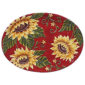 Certified International Sunset Sunflower Oval Platter 16" x 12",One Size, Multicolored