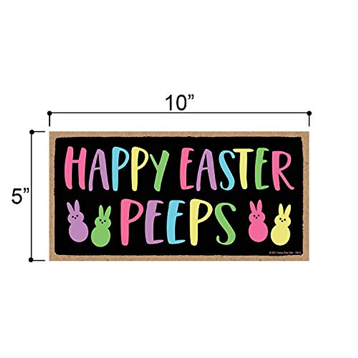 Honey Dew Gifts, Happy Easter Peeps, 10 inch by 5 inch, Made In USA, Wooden Signs, Signs For Wreath, Bunny Door Sign, Spring Easter Decorative Wood Sign, Rabbit Themed Decor, Easter Decorations