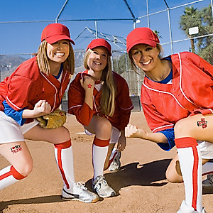 Colarr 180 Pcs Team Spirit Temporary Tattoo 2", 1.5" Face Body Paw Go Team Cheer Tattoo Removable Glitter School Spirit Stickers for Classroom Cheerleading Teams Carnival Sports Games (Red, Black)