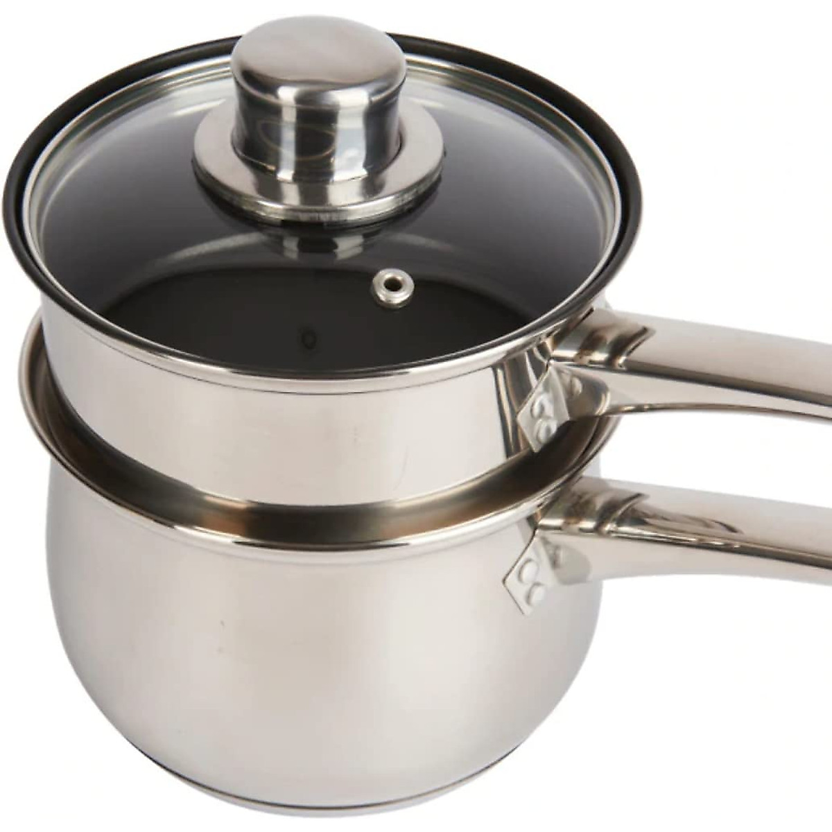 Kitchen Craft KCCVPORNS Induction Double Boiler Porringer/Bain Marie Pan with Non Stick, Gift Boxed, Stainless Steel, Silver, 6.25-inch