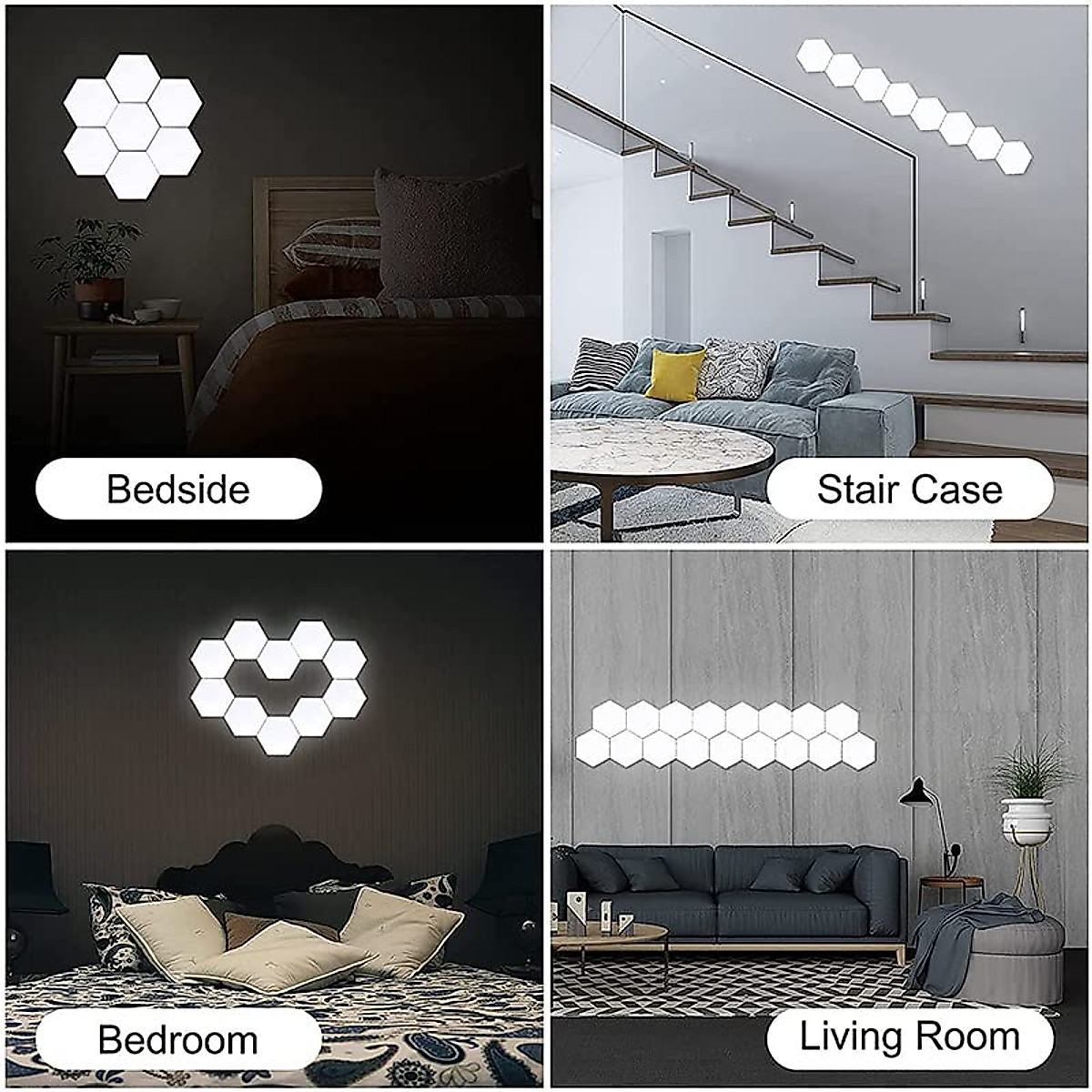 Hexagon Led Lights, LED Wall Lights, Touch-Sensitive Lighting, Aesthetic Room Decor | Perfect Decoration for Living and Bedroom Large Wall Lights DIY Modular Touch Lamp (2 PCS)