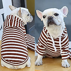 Pet Autumn and Winter Hoodies Fleece Stripe Sweatshirt Pet Cats and Dogs Warm Clothe Pet Supplies Pet Clothes Hangers and Rack (X-Large, Brown)