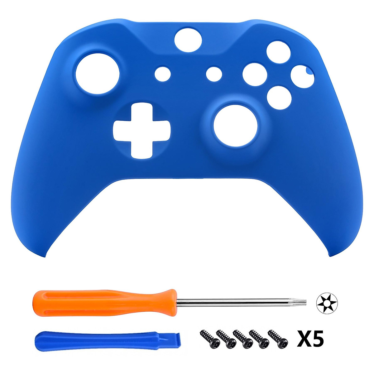 eXtremeRate Blue Soft Touch Front Housing Shell Case for Xbox One S/X Controller, Comfortable Replacement Kit Faceplate Cover for Xbox One Wireless Controller Model 1708 - Controller NOT Included