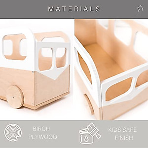 EWART WOODS Wooden toy box with wheels Kids storage book bin nursery bookshelf baby room furniture bookcase organizer on wheels