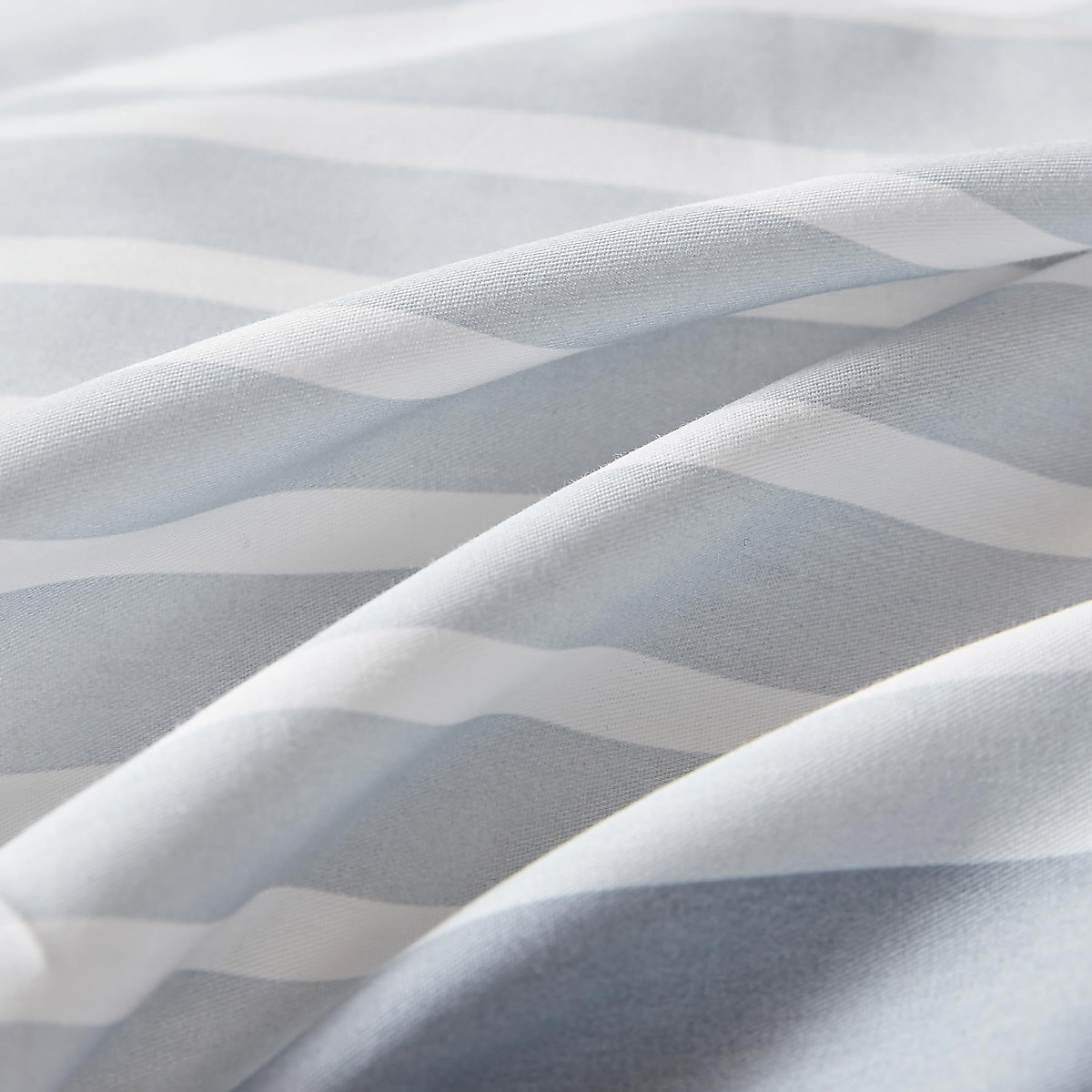 YuHeGuoJi Teal Blue Geometric Duvet Cover King 100% Cotton 3 Pcs Set 1 Neutral Grey Striped Duvet Cover with Zipper Ties 2 Pillowcases Modern White Pinstripe Bedding Set