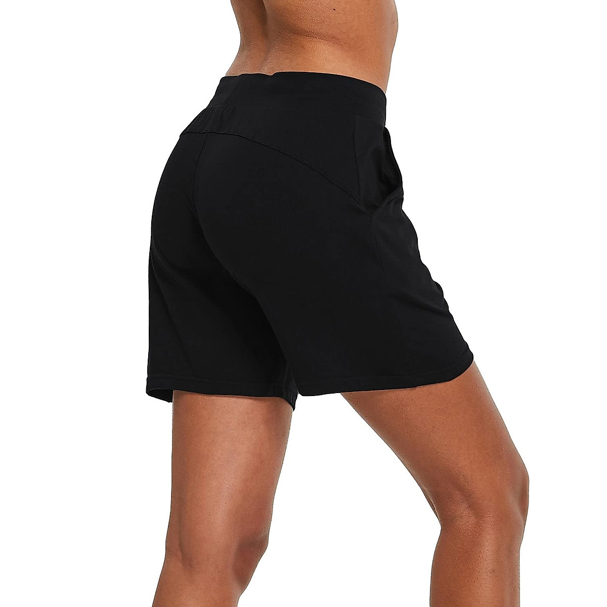 BALEAF Womens Lounge Shorts Cotton Athletic Sweat Shorts with Pockets High Waist Summer Casual Black Size XXL