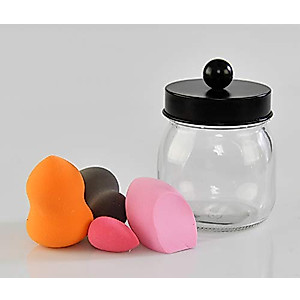 Home-X Mason Jar for Bathroom Organization, Apothecary Jars with Lids (Black) 8oz Capacity