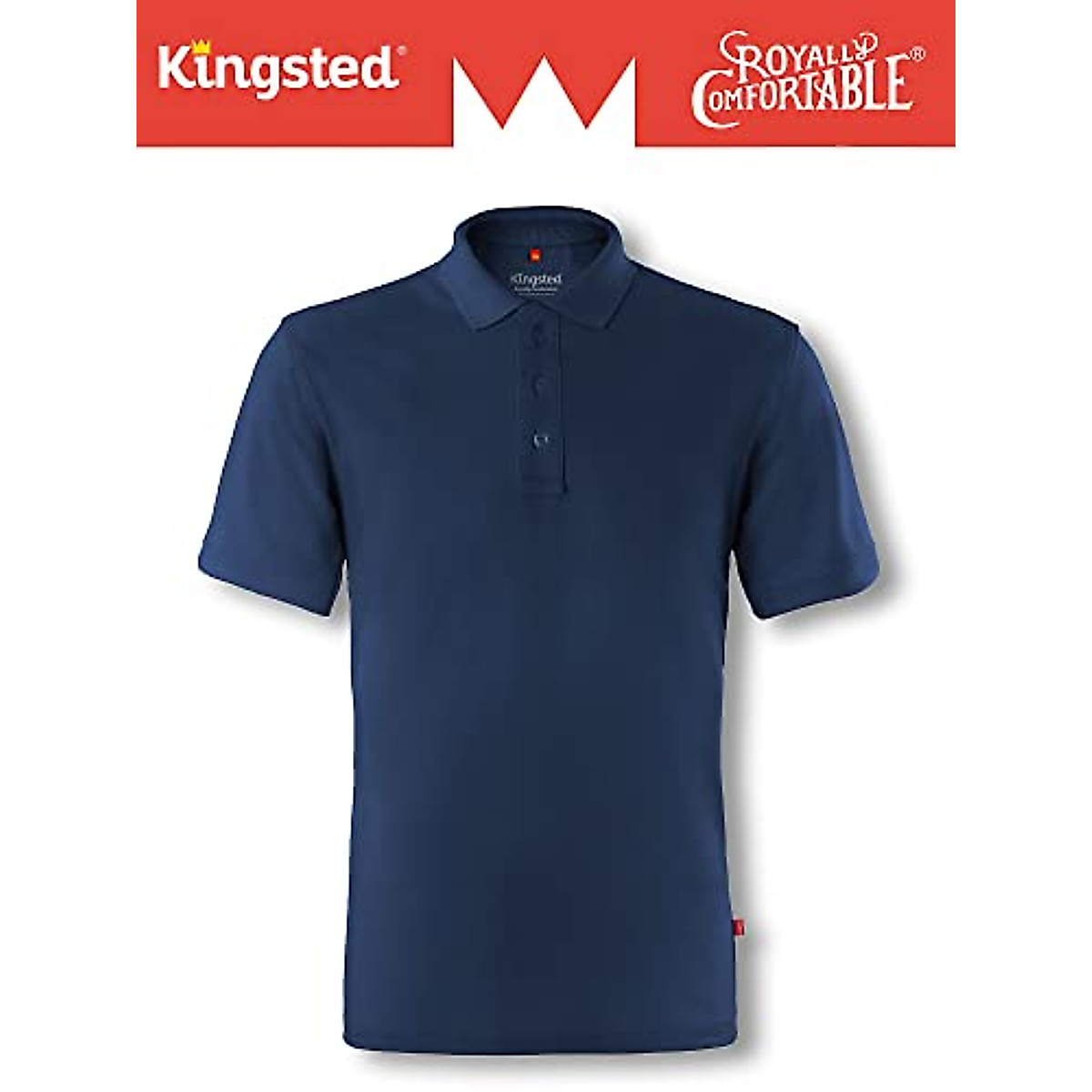 Kingsted Polo Shirts for Men - Royally Comfortable - Classic Pique Fabric - Soft Cotton Blend (Large, Navy Blue)