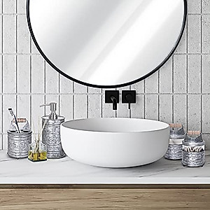 Autumn Alley Galvanized Bathroom Apothecary Jars Set, Farmhouse Bathroom Jars Qtip Holder Glass Dispenser- Rustic Vanity Organizer with Lids for Cotton Balls, Swabs, Rounds, Bath Salts 2-Glass Jars