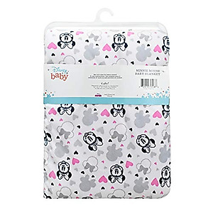 Cudlie Disney Baby Girl Minne Mouse Double Sided Baby Blanket with Printed Mink Waffle Fleece Backing & with Pom Edge(30X40)