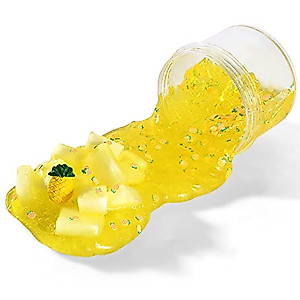 2 Packs Jelly Cube Crunchy Slime Kit,Non Sticky,Super Soft Sludge Toy,Birthday Gifts for Kids,DIY Crystal Glue Boba Slime Party Favor for Girls & Boys(Blue,Yellow)