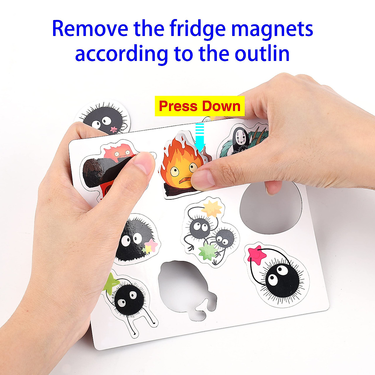 Pounchi Soot Sprites Fridge Magnet (9 Pack) Anime Magnet Bumper Office Cabinets Decoration Fridge Metal Magnet Flexible Reusable Magnetic Vinyl