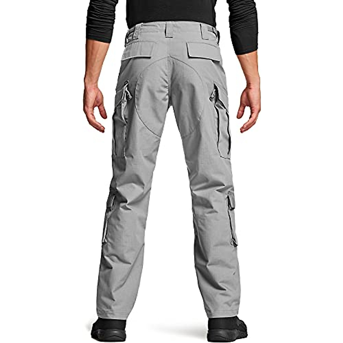 CQR Men's Tactical Combat Cargo Pants, Water Resistant Ripstop, Military Outdoor Hiking Work Apparel, Stone, Medium
