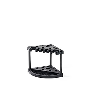 Keter Compact Corner Tool Rack for Maximum Storage and Organization - Easy to Assemble and Organize 25 Long-Handled Garden Tools, Rakes, Brooms, Shovels and Accessories