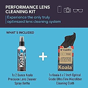 Koala Eyeglass Lens Cleaner Spray Kit | USA Made | 2 Ounces Glasses Cleaner + 1 Koala Microfiber Cleaning Cloth | Lens, Screen, & Camera Cleaning Kit | Streak & Alcohol Free | Safe for All Lenses